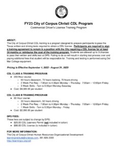 FY23 CDL Training Agreement | City of Corpus Christi Learning Institute ...